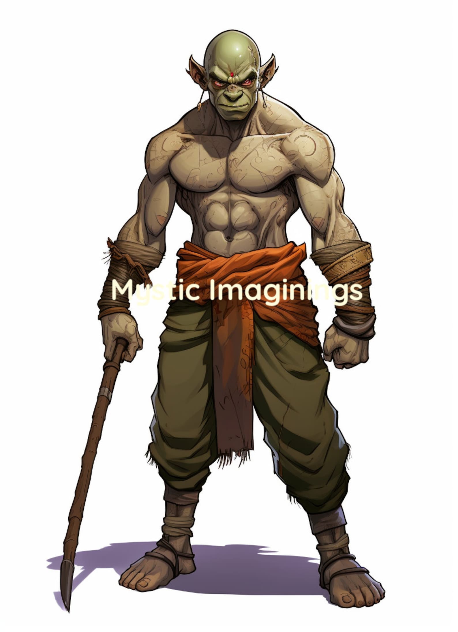 Male Orc / Half-orc Monk Character Art, Dungeons and Dragons, RPG, Dark ...