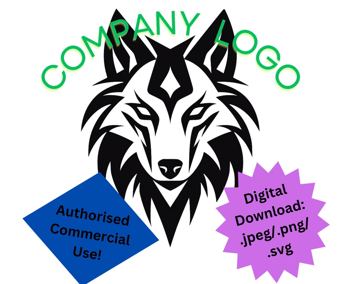 Logo for Commercial Use, Wolf Shape. Black and White. Solid Geometric ...