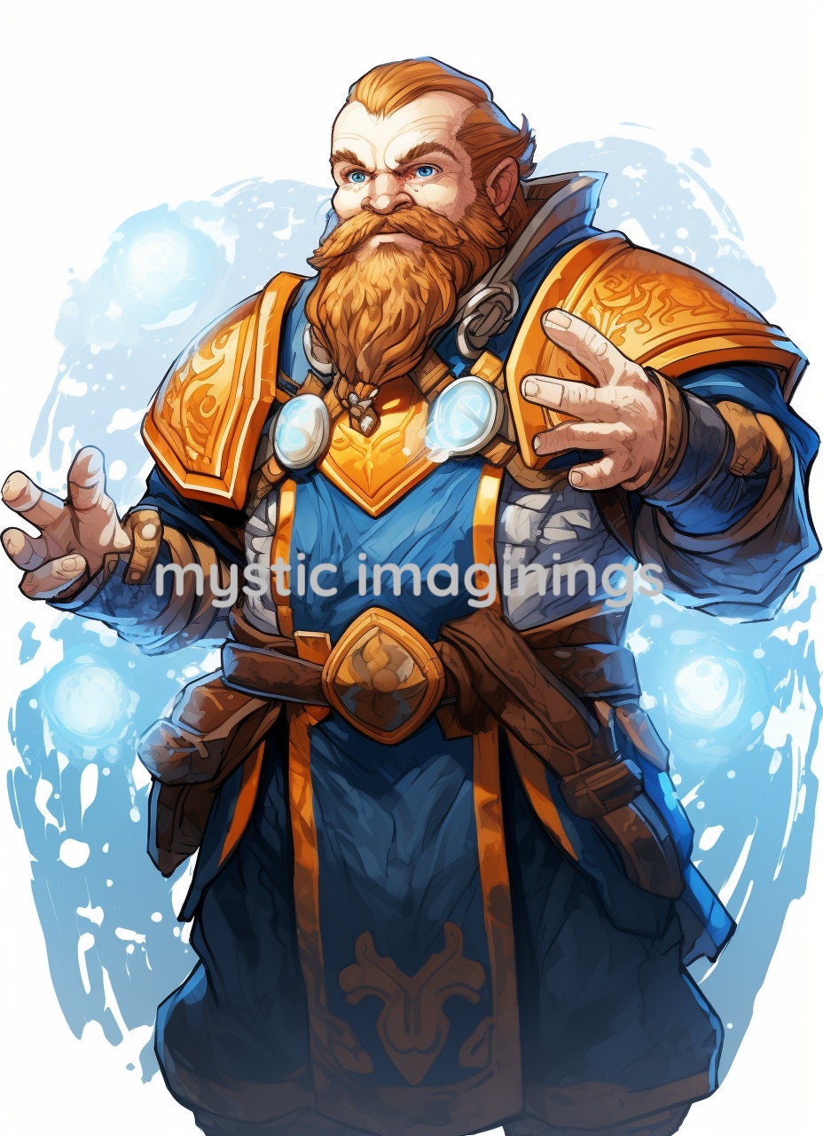 Character Art Dungeons and Dragons RPG Male Dwarf Cleric - Etsy