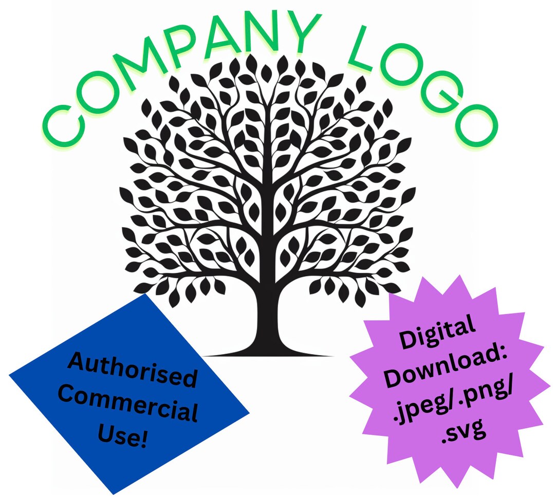 Logo for Commercial Use, Tree Shape. Black and White. Solid Geometric ...