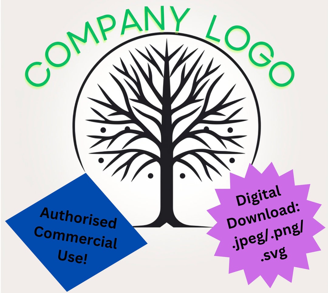 Logo for Commercial Use, Tree Shape. Black and White. Solid Geometric ...