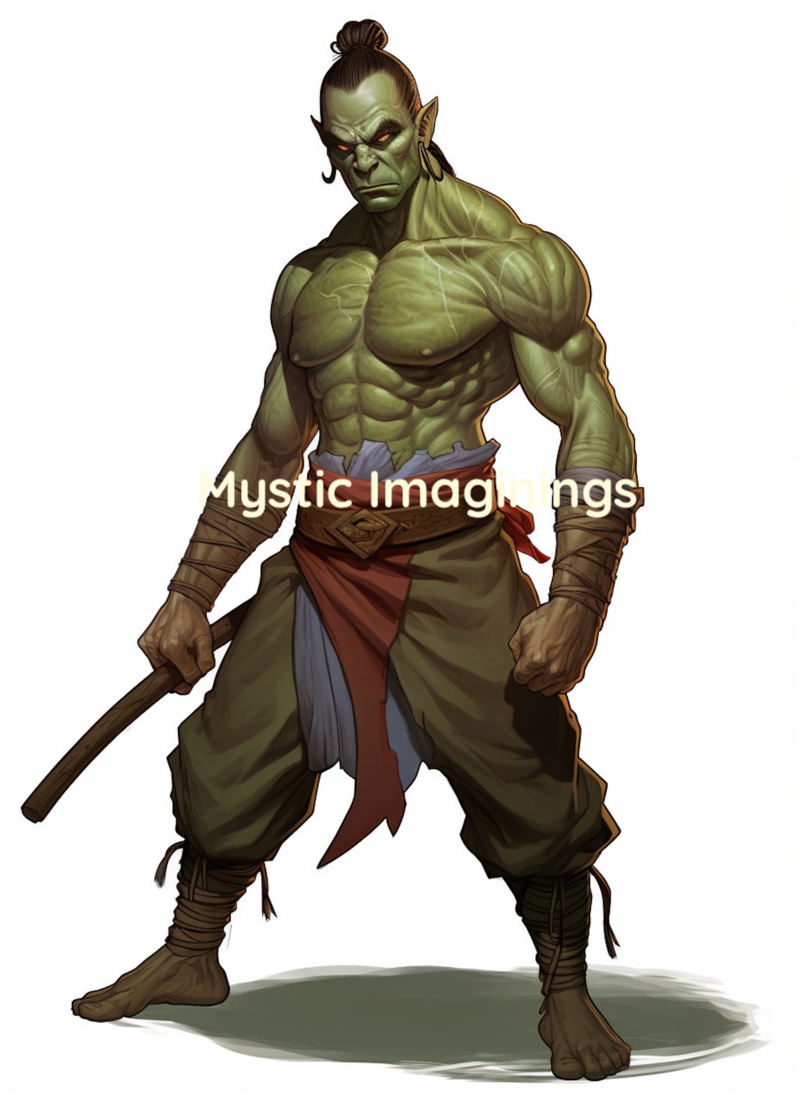 Male Orc / Half-orc Monk Character Art, Dungeons and Dragons, RPG, Dark ...