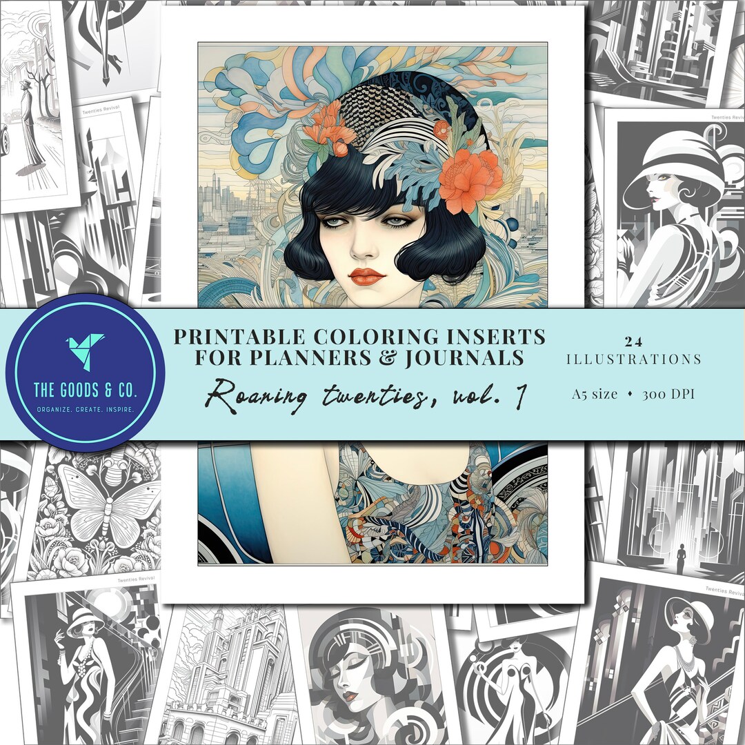 Roaring Twenties 24 Coloring Pages of Gatsby-esque Luxury Procreate A5 ...