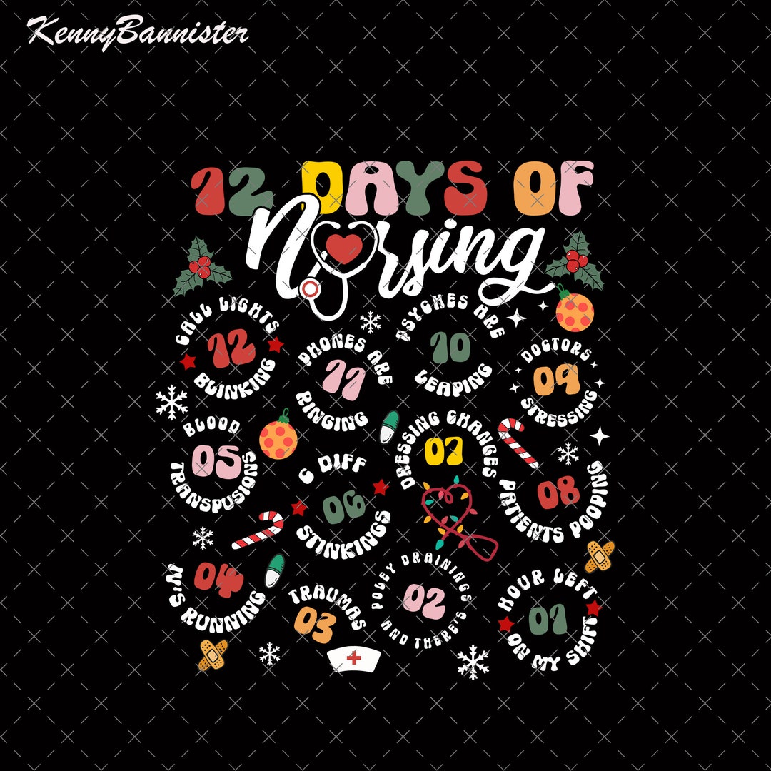 12 Days of Nursing Christmas Png, Nurse Christmas Png, Christmas Png ...