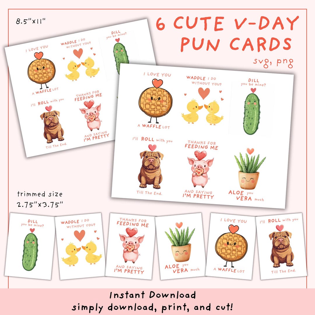 Printable Pun Valentine's Day Cards, Classroom Valentine's Day Cards ...