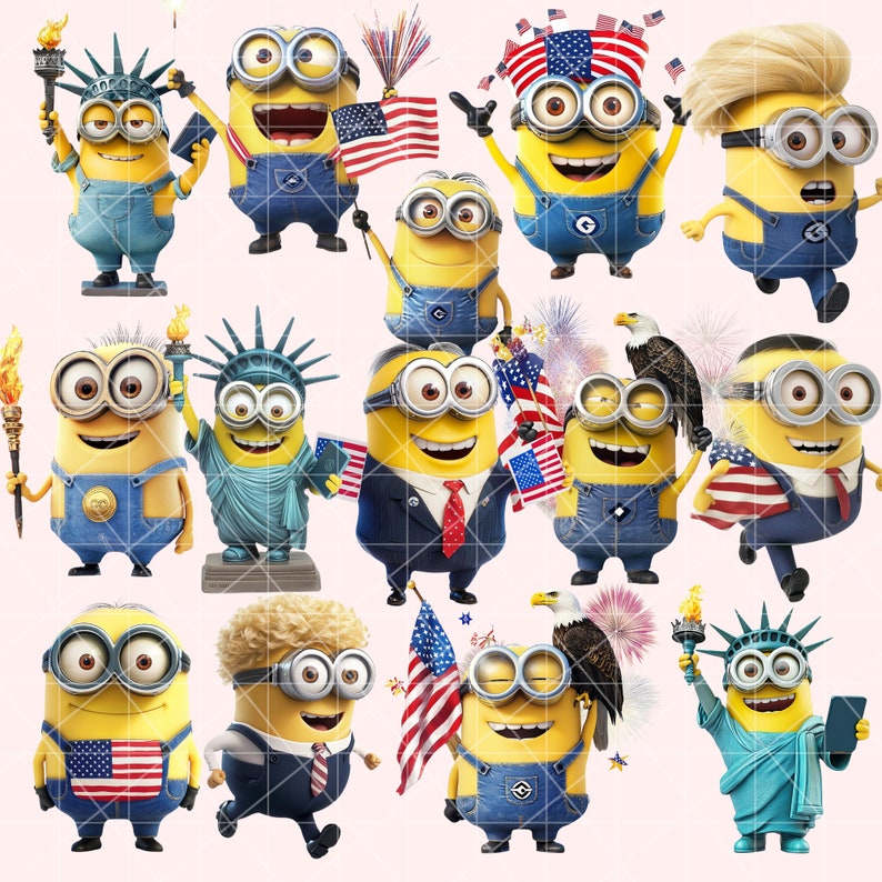 MINIONS USA Instant Digital Download, July 4th Party Decor, USA Minions ...