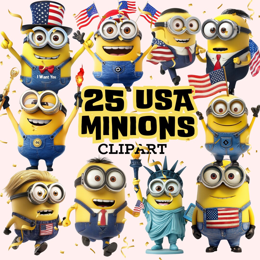MINIONS USA Instant Digital Download, July 4th Party Decor, USA Minions ...