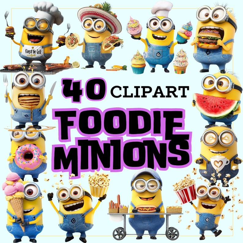 Foodie Minionz Clipart Bundle | Chef and Cooking Minionz PNG | Cute ...