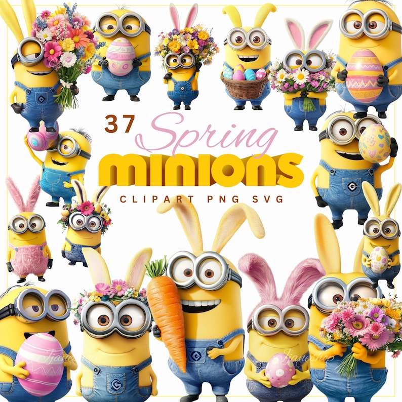 Spring Minions PNG Bundle, Despicable PNG, Easter Minions PNG, Bunny ...