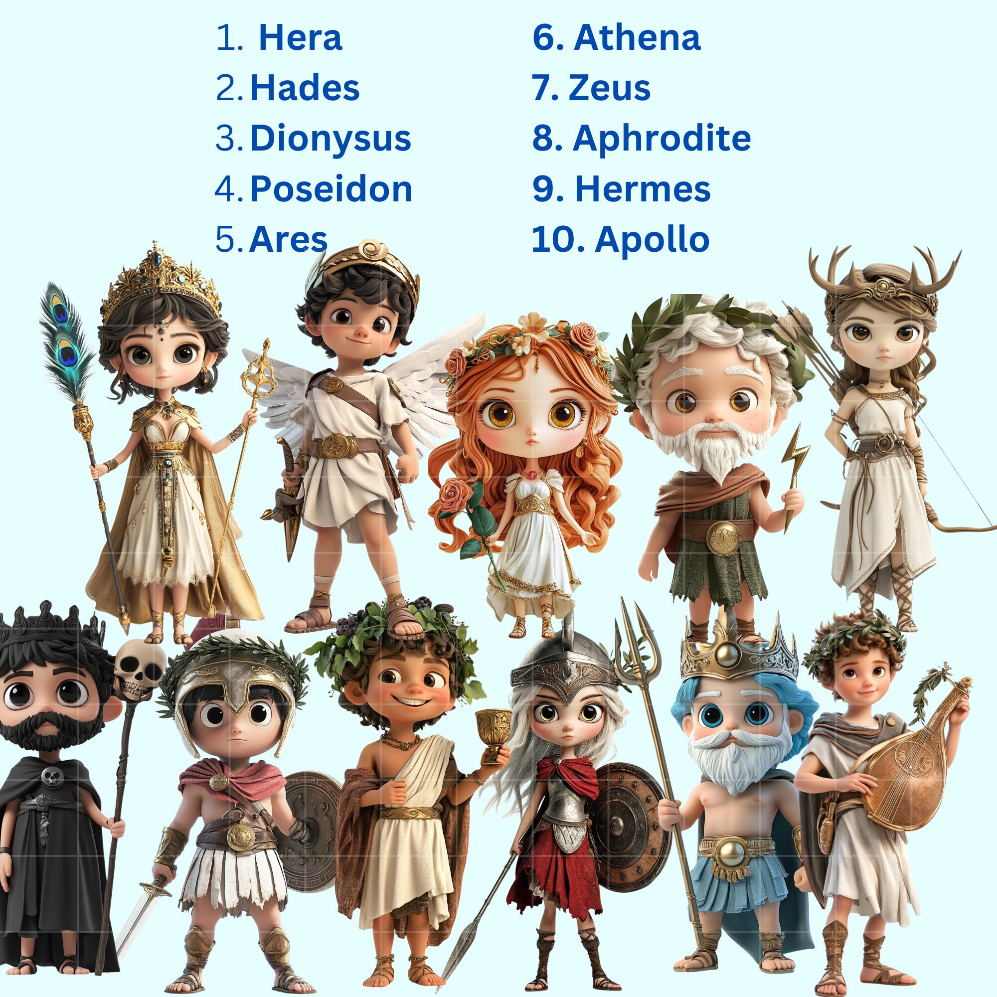 Cute Greek Gods Clipart 3D Clipart Greece Vector God Theme PNG Zeus ...