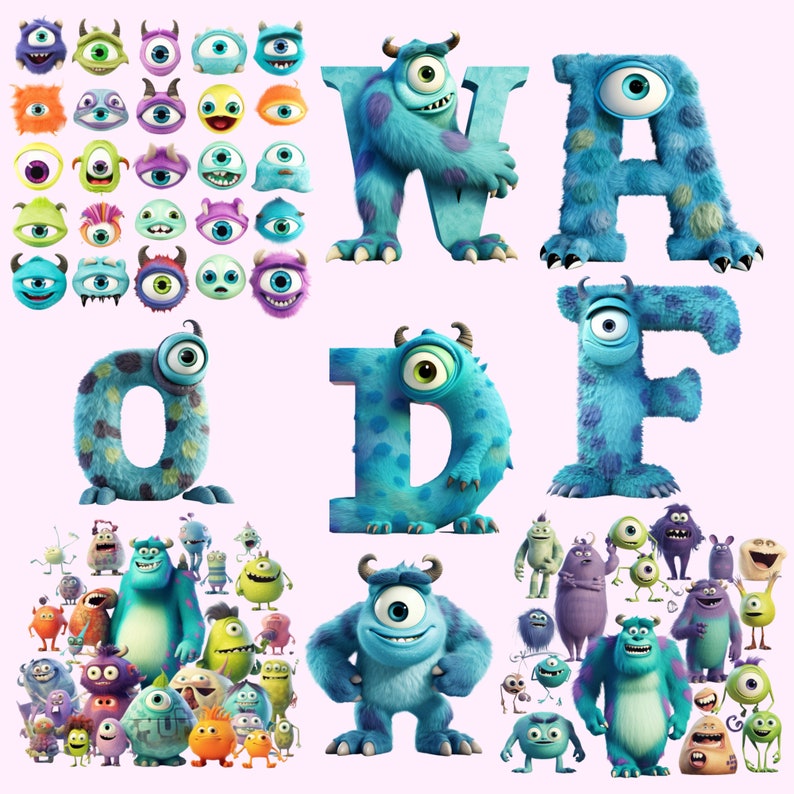 Monsters Alphabet Clipart A-Z: Kids Learning Images PNG - Etsy