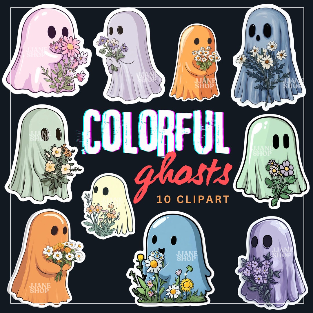 Floral Ghosts Png, Cute Halloween Ghosts Png, Vintage Ghost Png, Ghosts ...