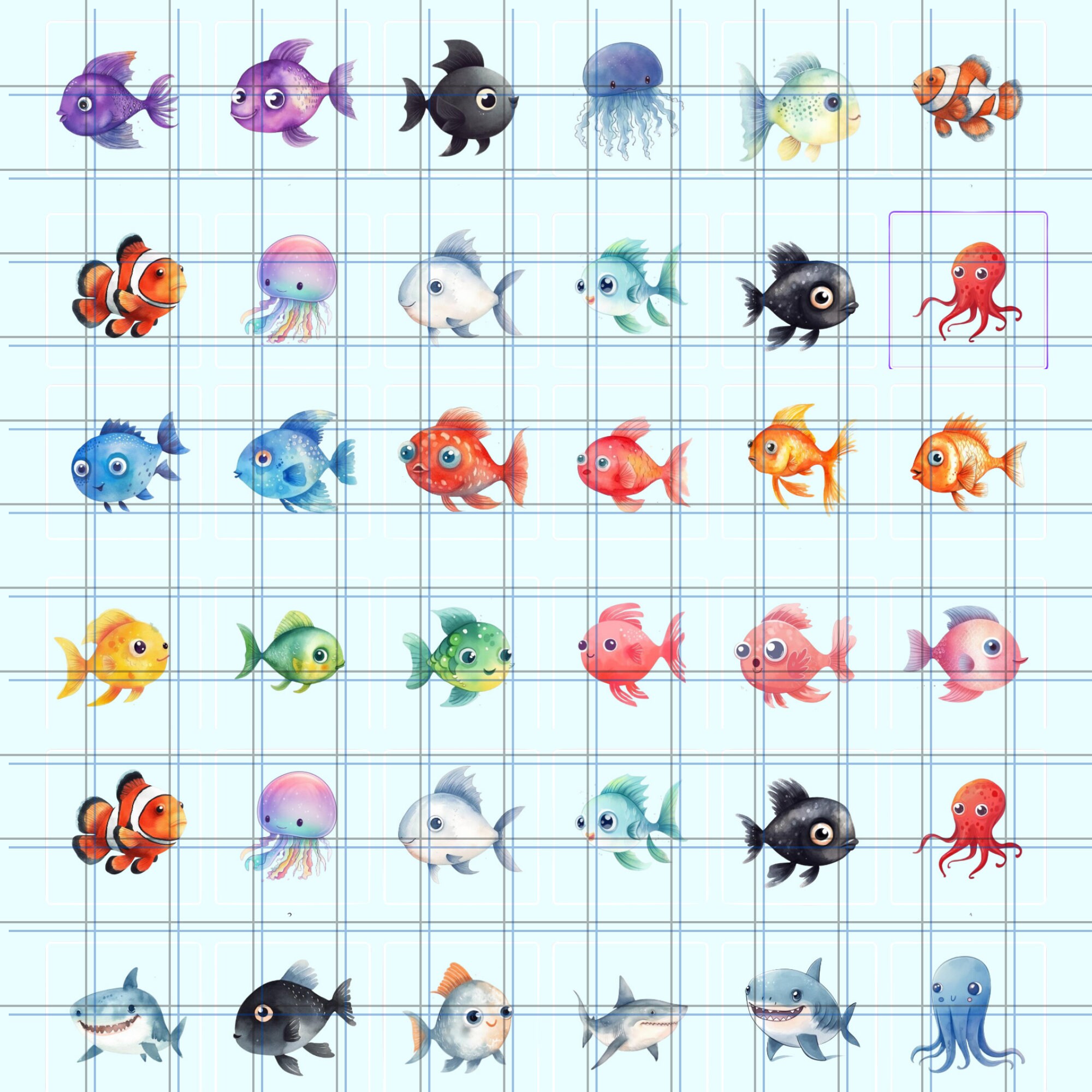 Colorful Fish Clipart Rainbow Fish and Friends Watercolor Childrens ...