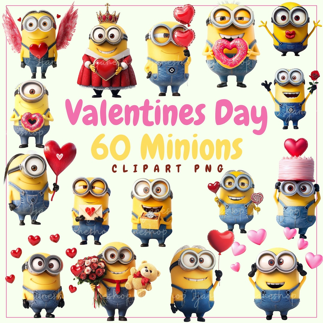 Valentine's Day Minions Svg Bundle, Despicable Svg, Minions in Love PNG ...