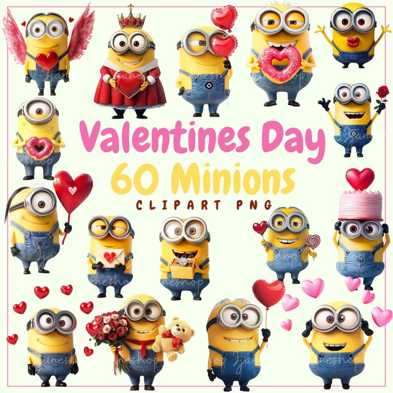 Valentine's Day Minions Svg Bundle, Despicable Svg, Minions in Love PNG ...