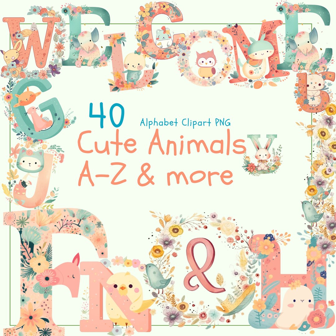 Adorable Animal Creature Alphabet Clipart PNG Collection: Playful Fun ...