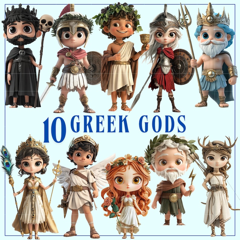 Cute Greek Gods Clipart 3D Clipart Greece Vector God Theme PNG Zeus ...