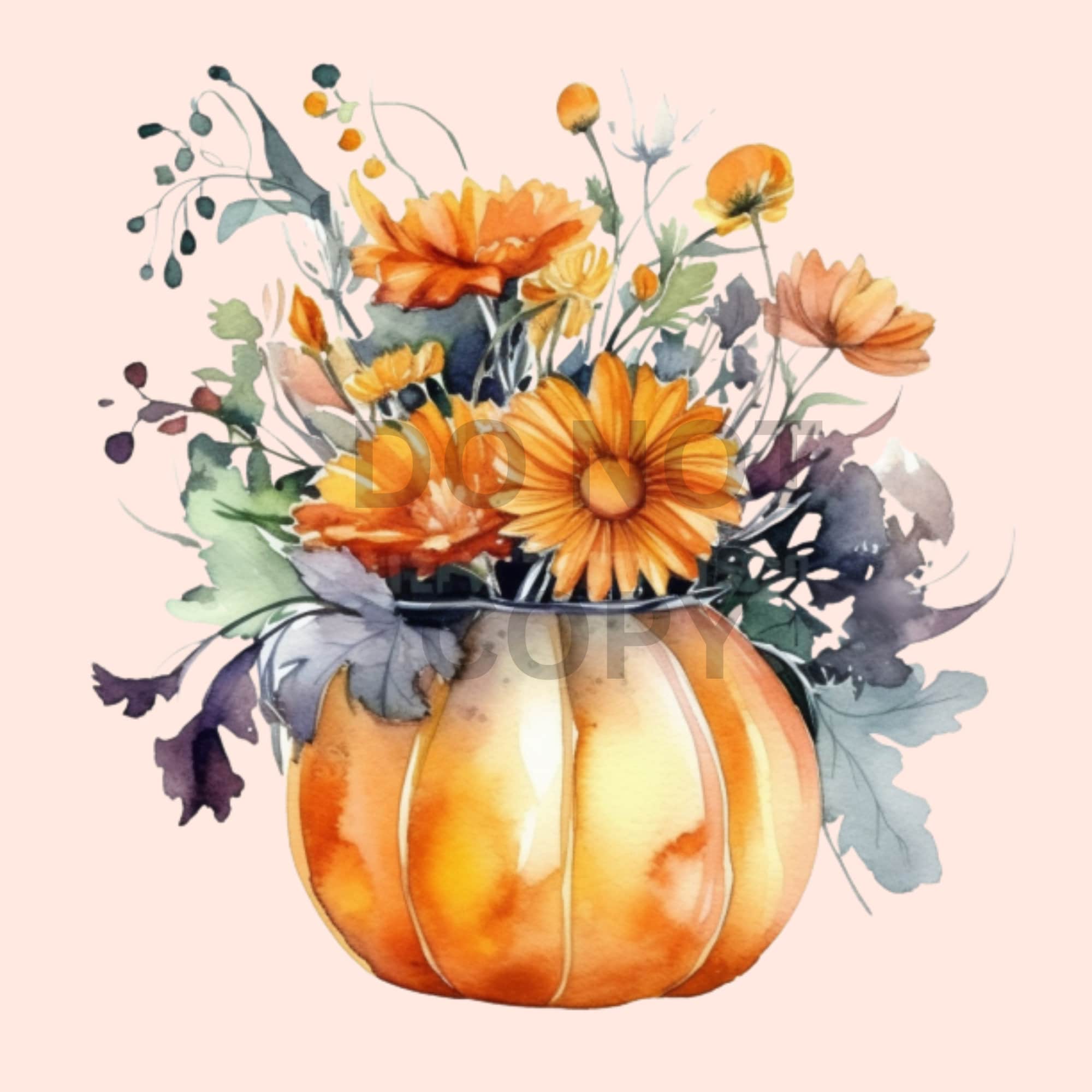 Watercolor Autumn Harvest Clipart Bundle: Colorful Pumpkin - Etsy