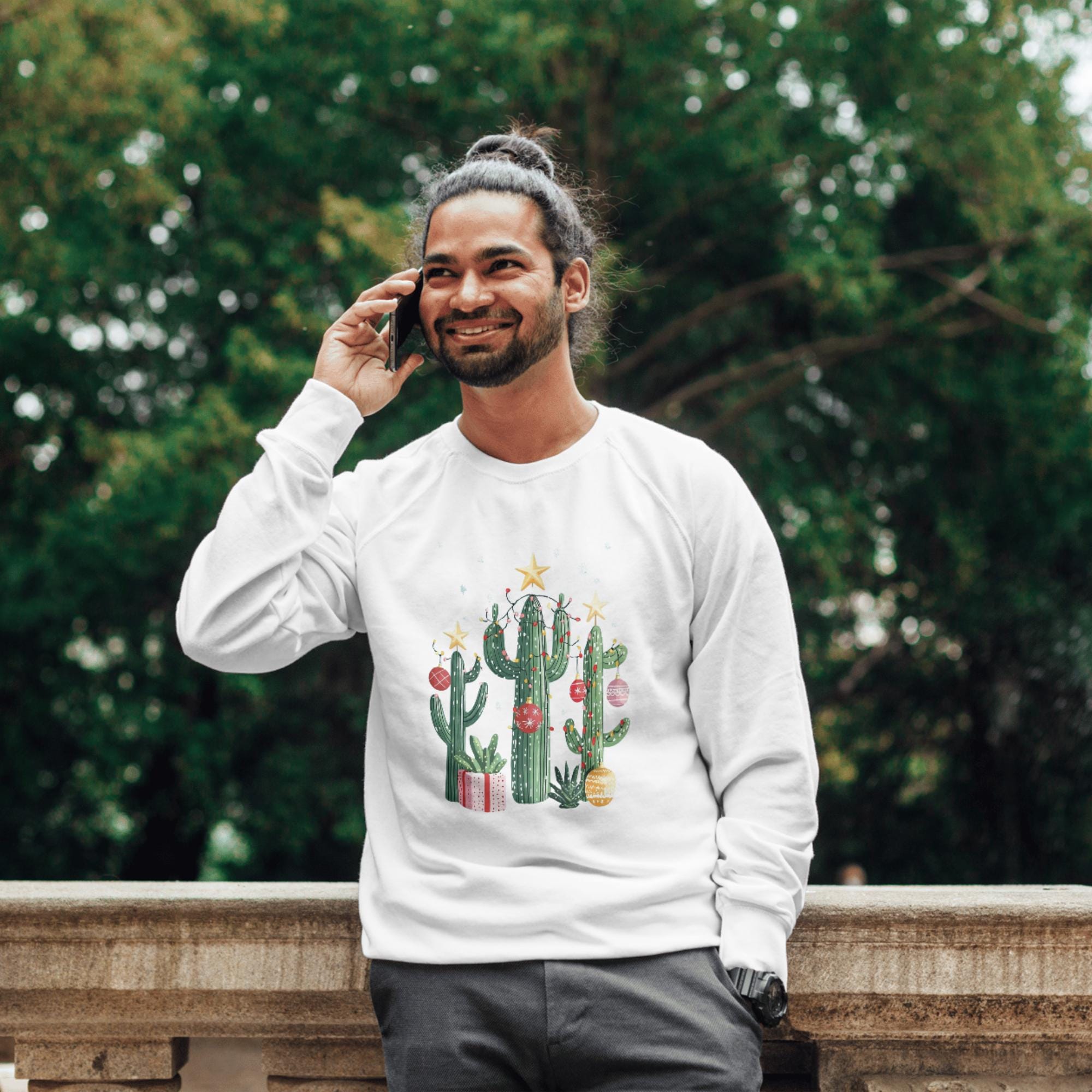 Christmas Cactus Tree Clipart, Cute Holiday Desert Illustration ...