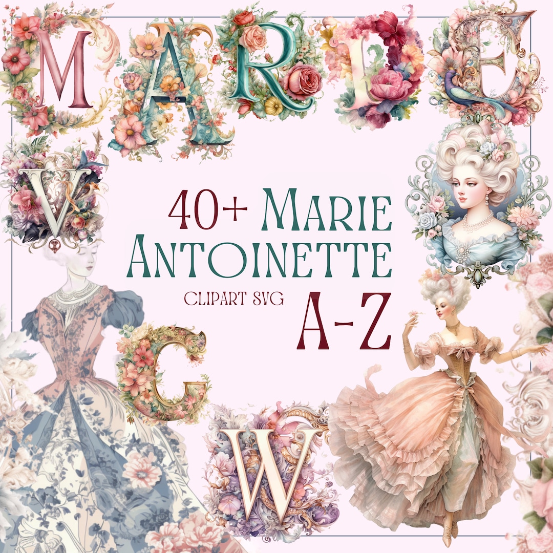 Enchanting Marie Antoinette Alphabet SVG Floral Alphabet Letter Clipart ...