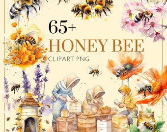 Cute Watercolor Bees Scenes Commercial Use Clipart Bee - Etsy