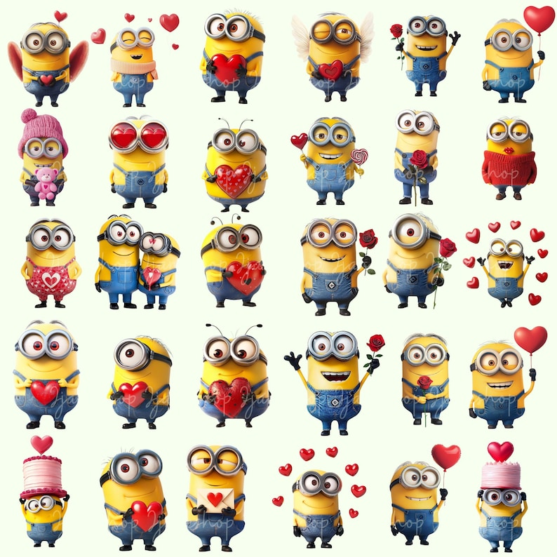 Valentine's Day Minionz Clipart: Love Minions SVG Bundle (PNG) - Etsy