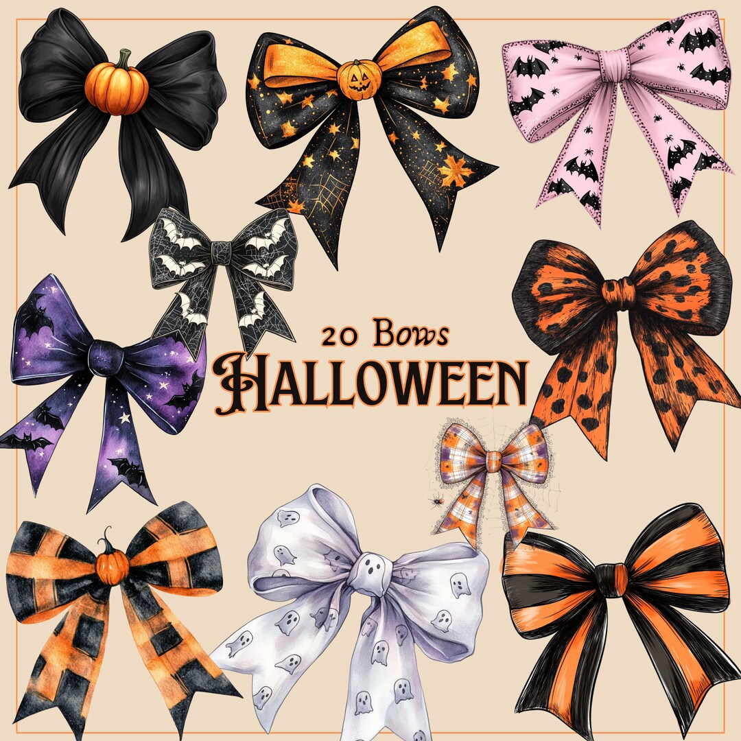 Coquette Halloween PNG Bundle Cute Bows Png Halloween Tshirt Png Spooky ...