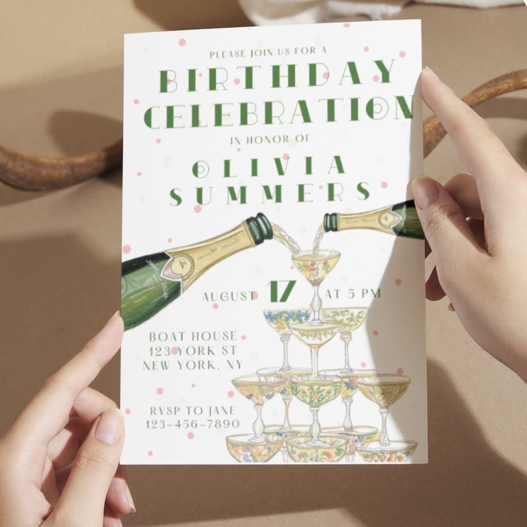 Champagne Tower Invitation Template Party Invite Template Bubbly Invite ...