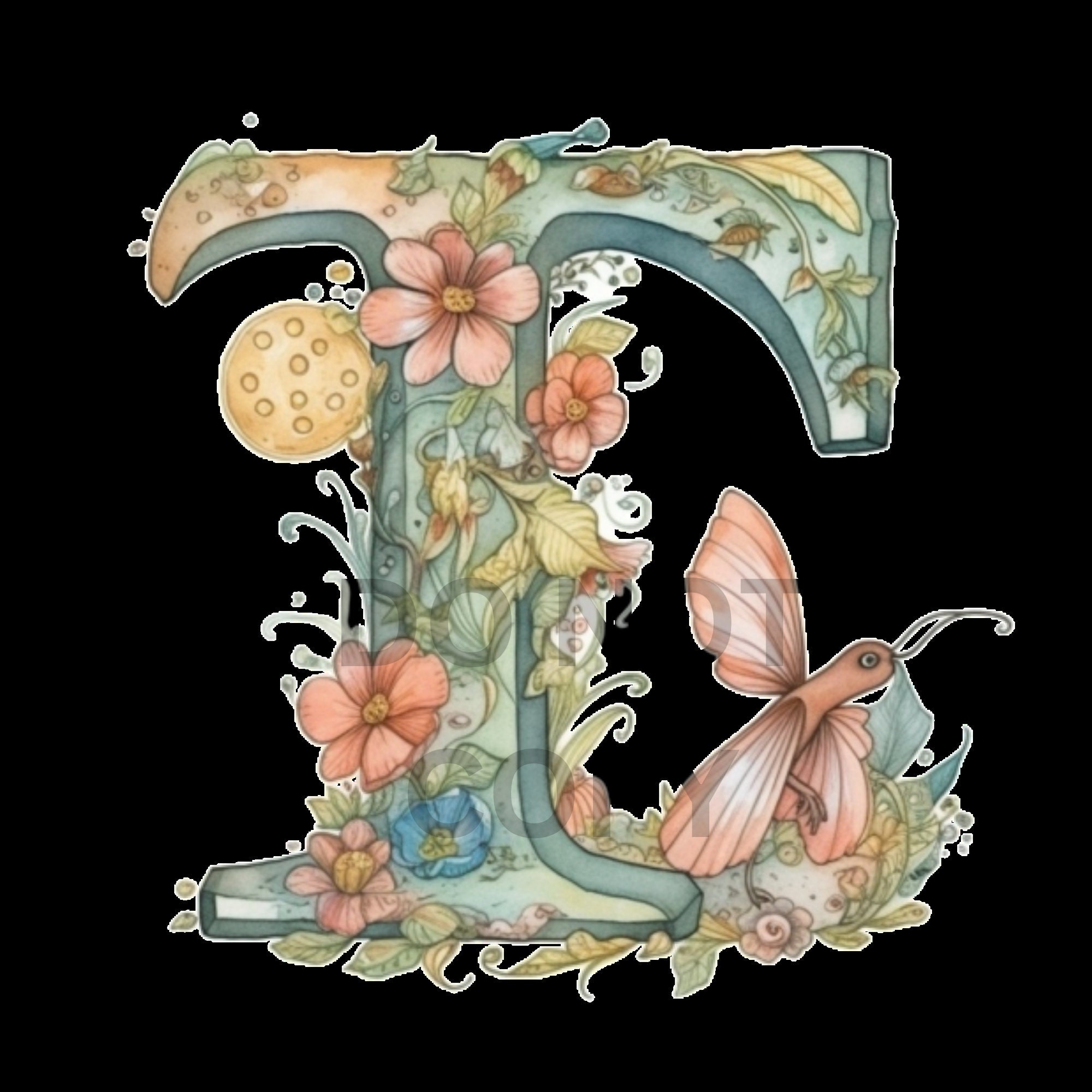 Magical Fairy and Flowers Alphabet Clipart Collection: Colorful A-Z PNG ...