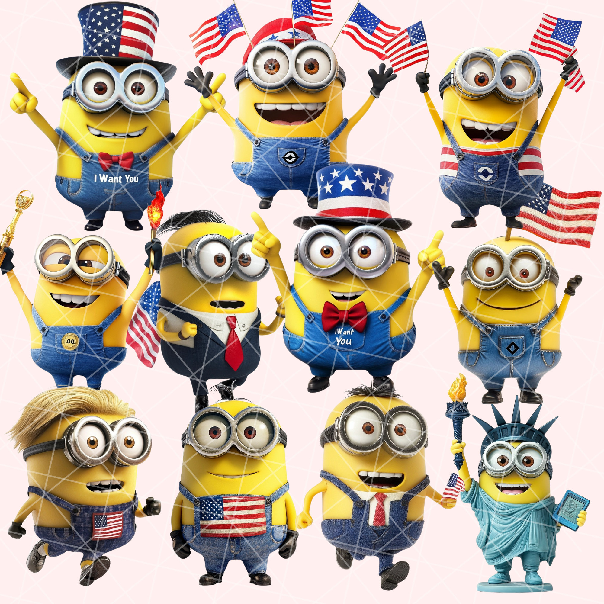 MINIONS USA Instant Digital Download, July 4th Party Decor, USA Minions ...