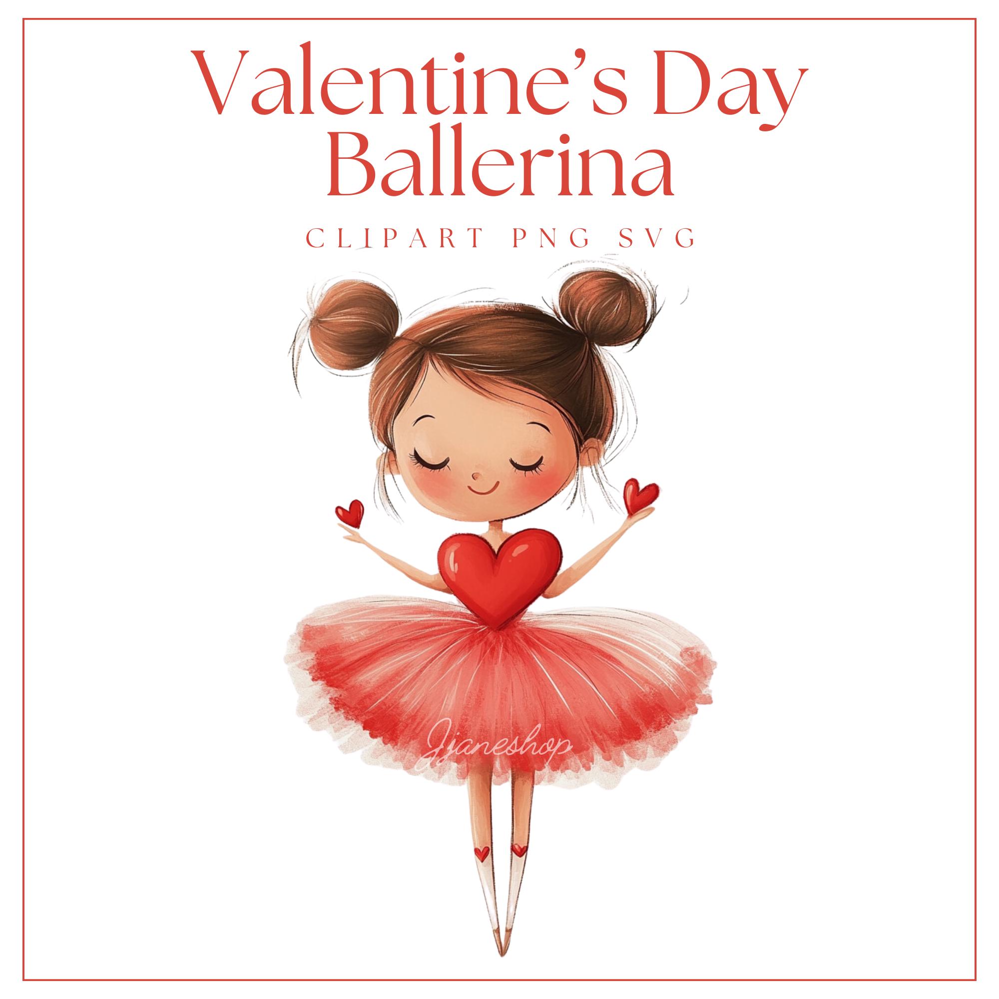 Valentines Day Ballerina Clipart Cute Ballerina PNG Heart Ballerina SVG ...