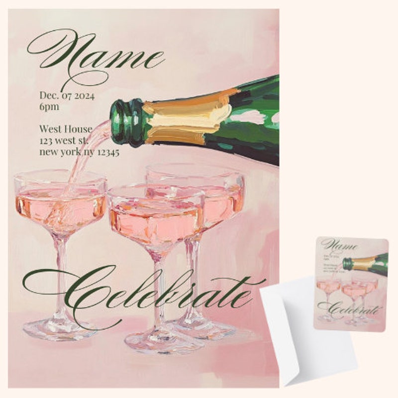 Champagne Invitation - Etsy