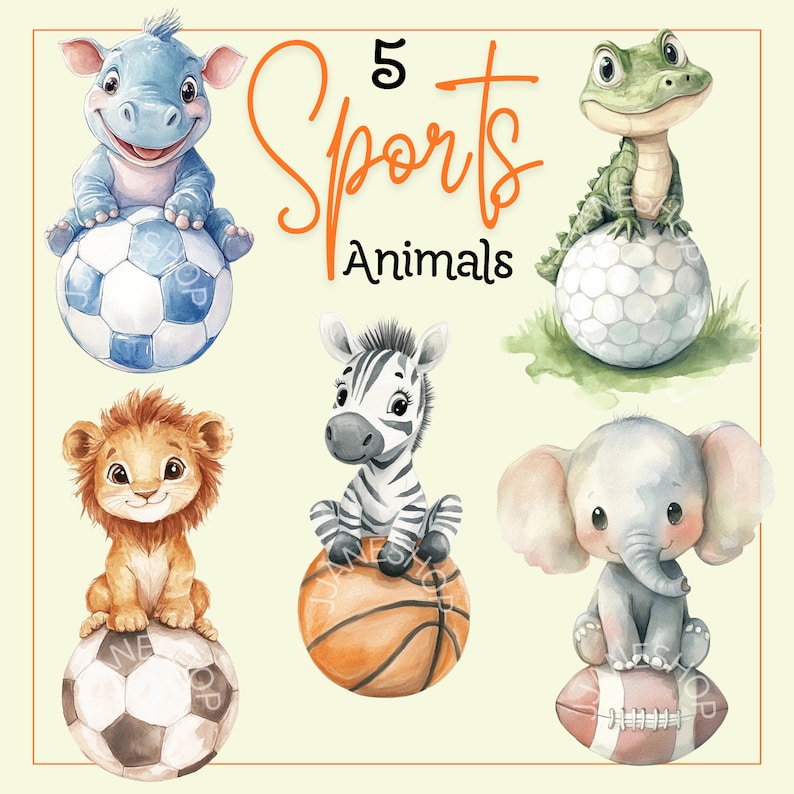 Sports Animals Clipart, Athletic Animal Clipart, Soccer, Football ...