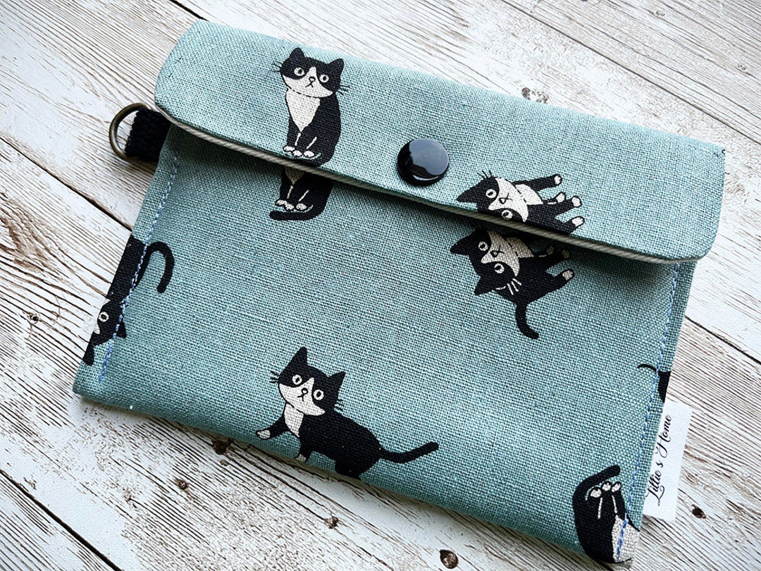 Cats Coin Purse, Tarot Card, Small Fabric Pouch Snap Wallet, Hand Made ...