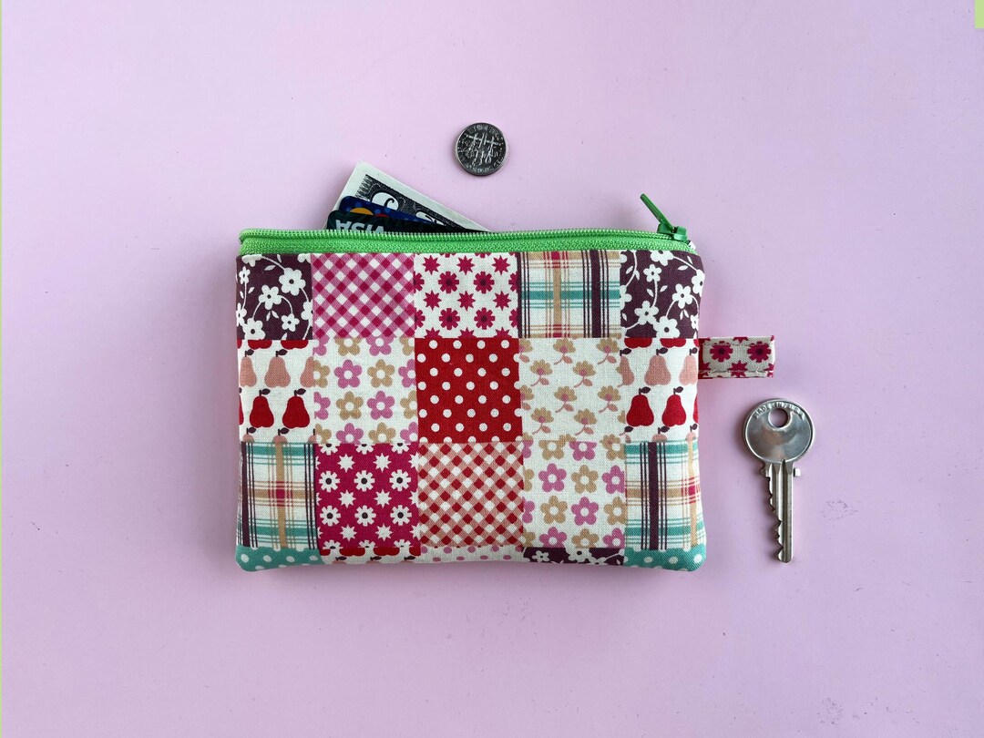 Coin Pouch, Handmade Fabric Patchwork Wallet, Printed Quilt Coin Purse ...