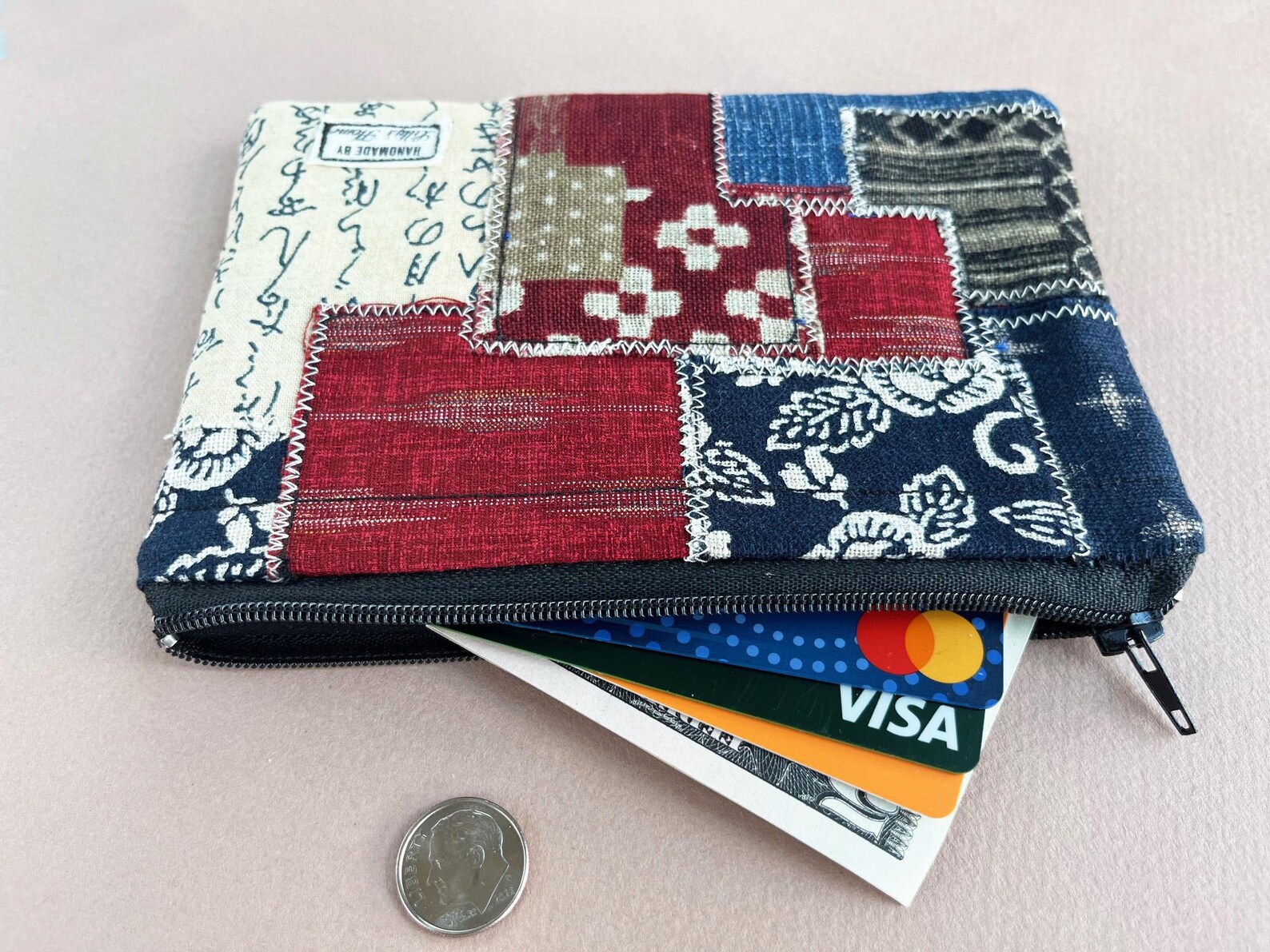 Unique, Handmade Boro Patchwork Coin Purse, Fabric Pouch, Zipper Wallet ...