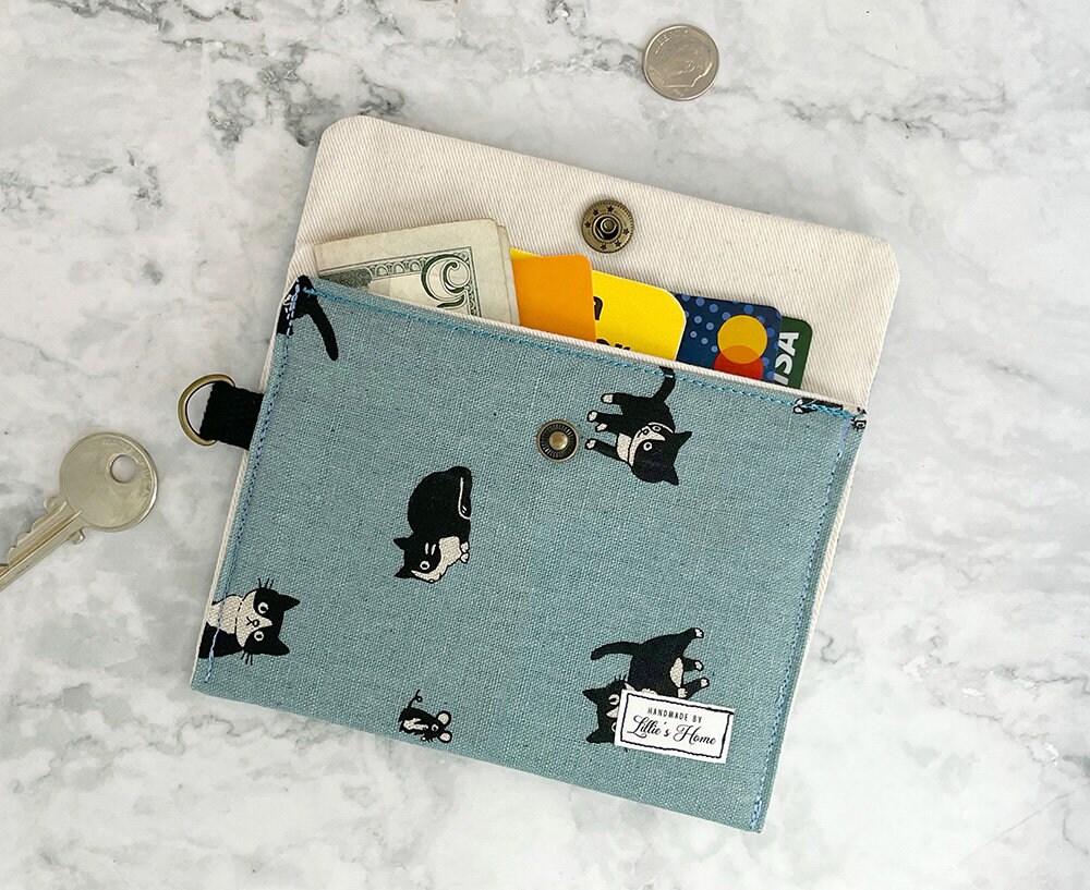 Cats Coin Purse, Tarot Card, Small Fabric Pouch Snap Wallet, Hand Made ...