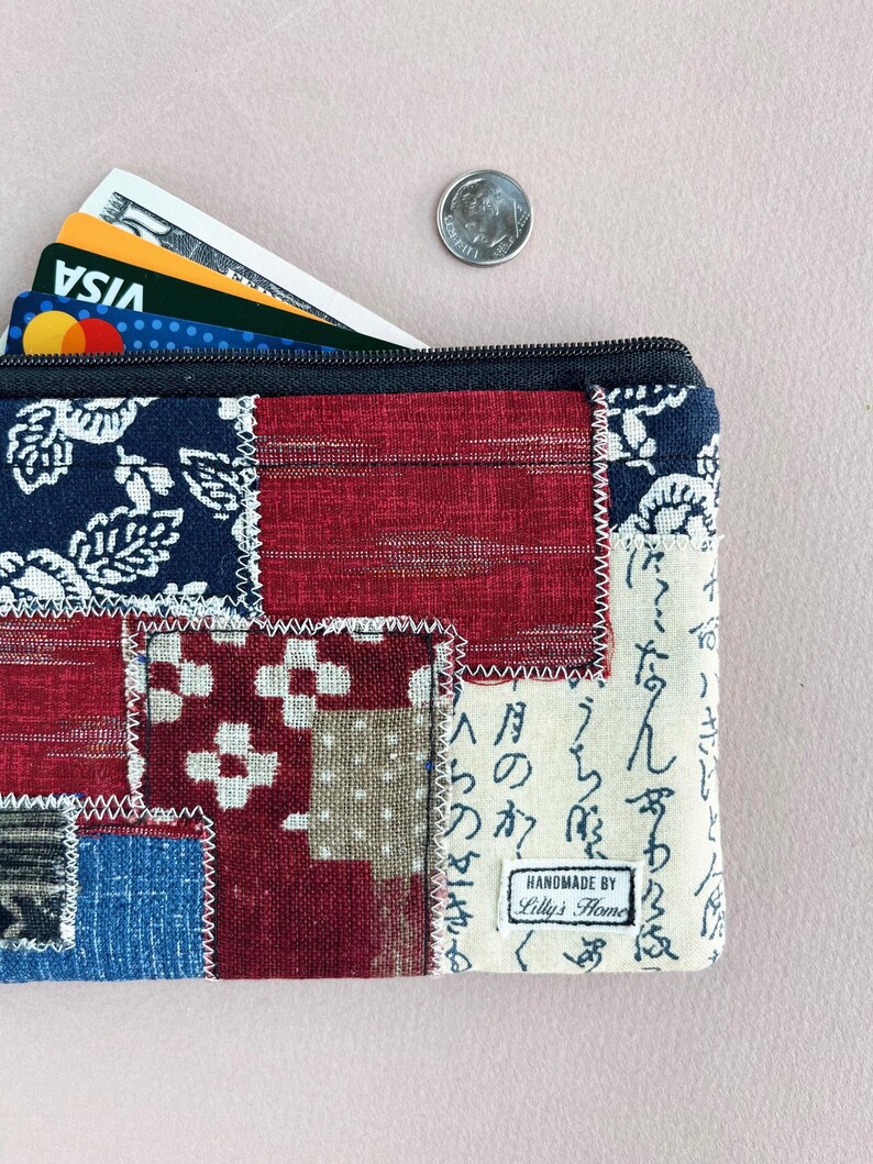 Unique, Handmade Boro Patchwork Coin Purse, Fabric Pouch, Zipper Wallet, ID Cards Keys, Japanese ...