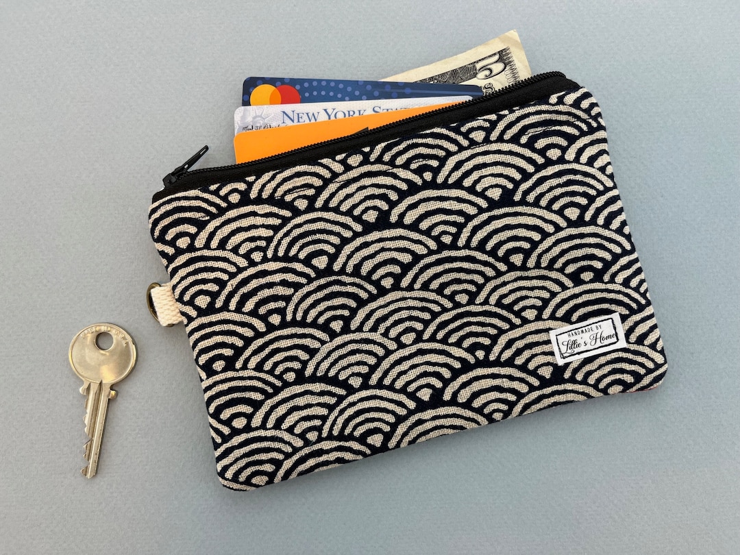 Indigo Waves Coin Purse, Hand Made Zipper Pouch, Medium Size Coin ...