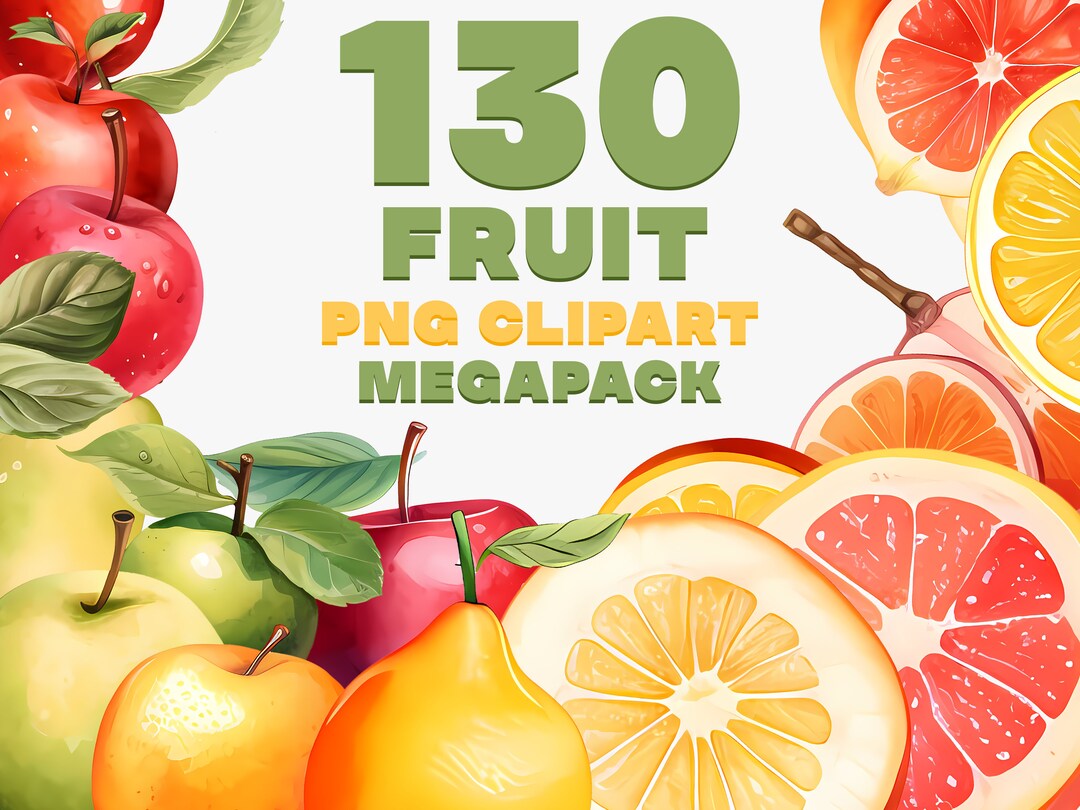 Watercolor Fruits Clipart, 130 High Quality Pngs, Summer Fruits, Fruits ...