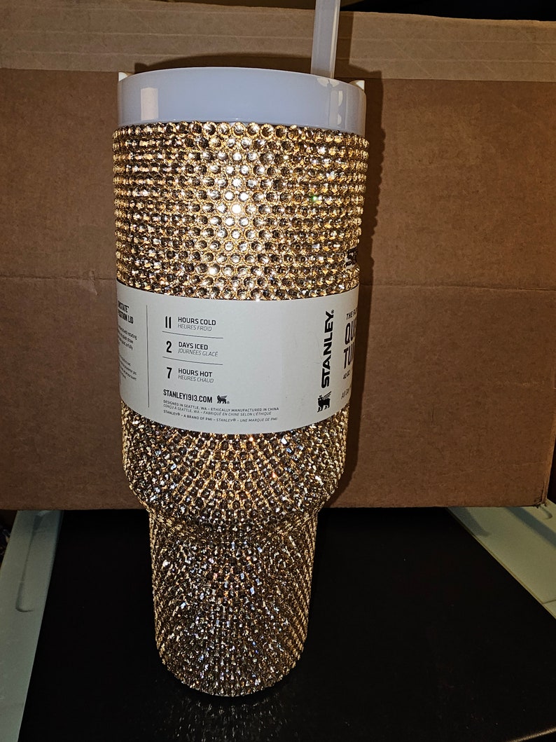 Beautiful Bling Golden 30oz Stanley Rhinestoned/brown Logo/extra ...