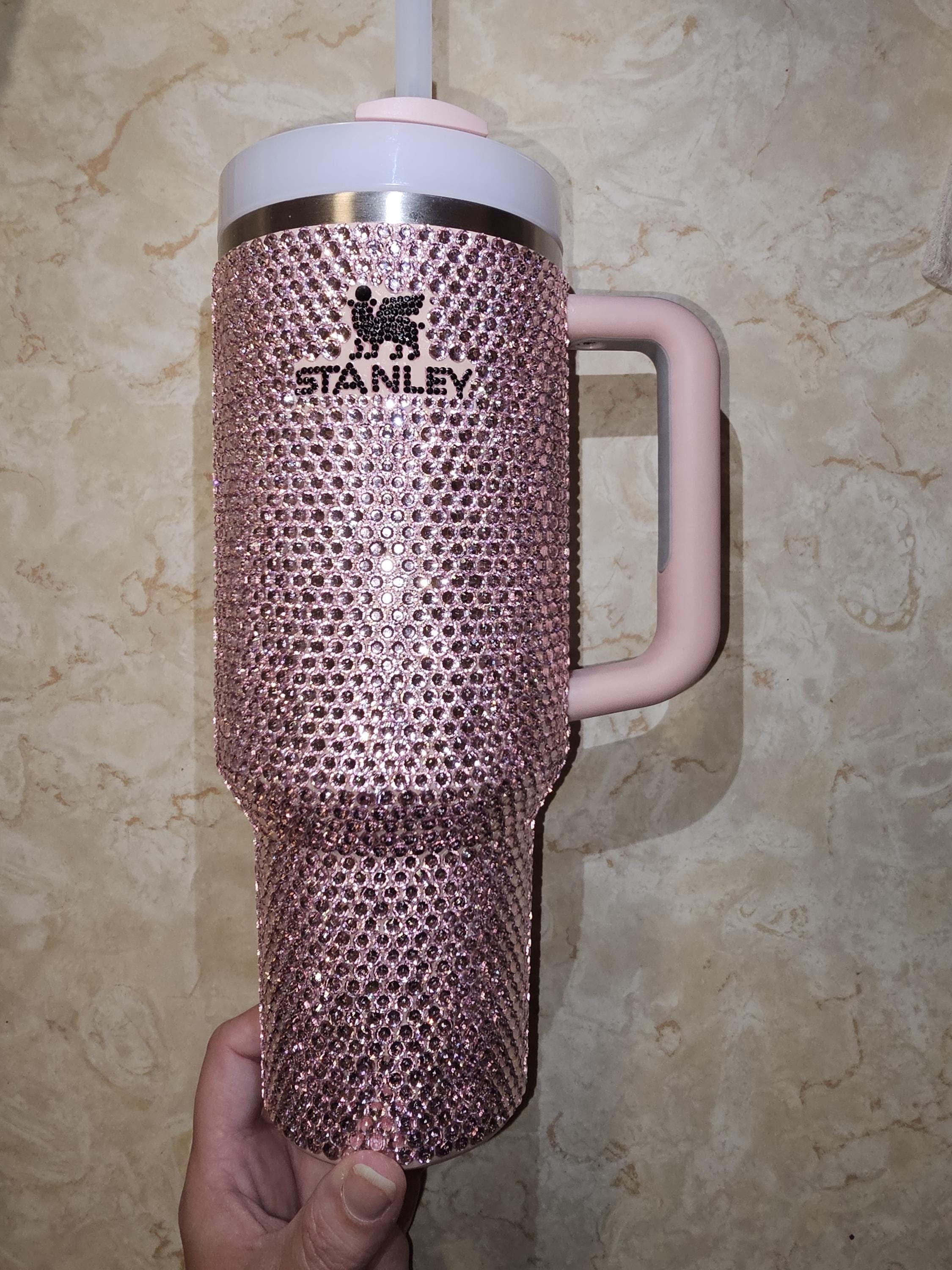 Custom Bling Pink 'rose Quartz' Stanley 30oz Tumbler W Beautiful Pink ...