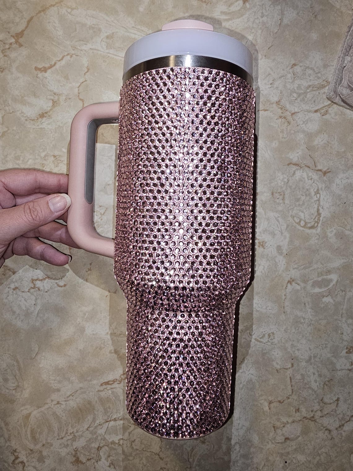 Custom Bling Pink 'rose Quartz' Stanley 30oz Tumbler W Beautiful Pink ...