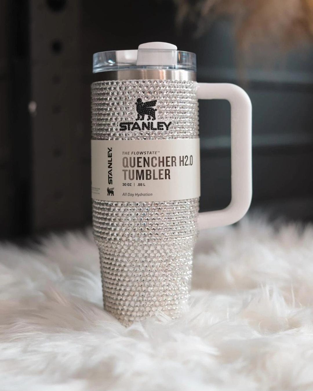 Custom Bling Stanley Tumbler 40oz, Crystal Rhinestones & Black Logo - Etsy