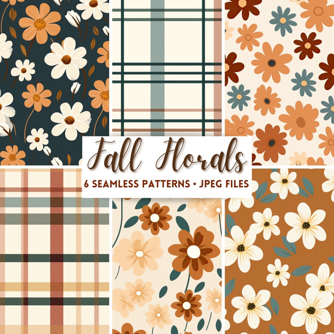 Fall Floral Pattern Boho Seamless Pattern Digital Paper Birthday ...