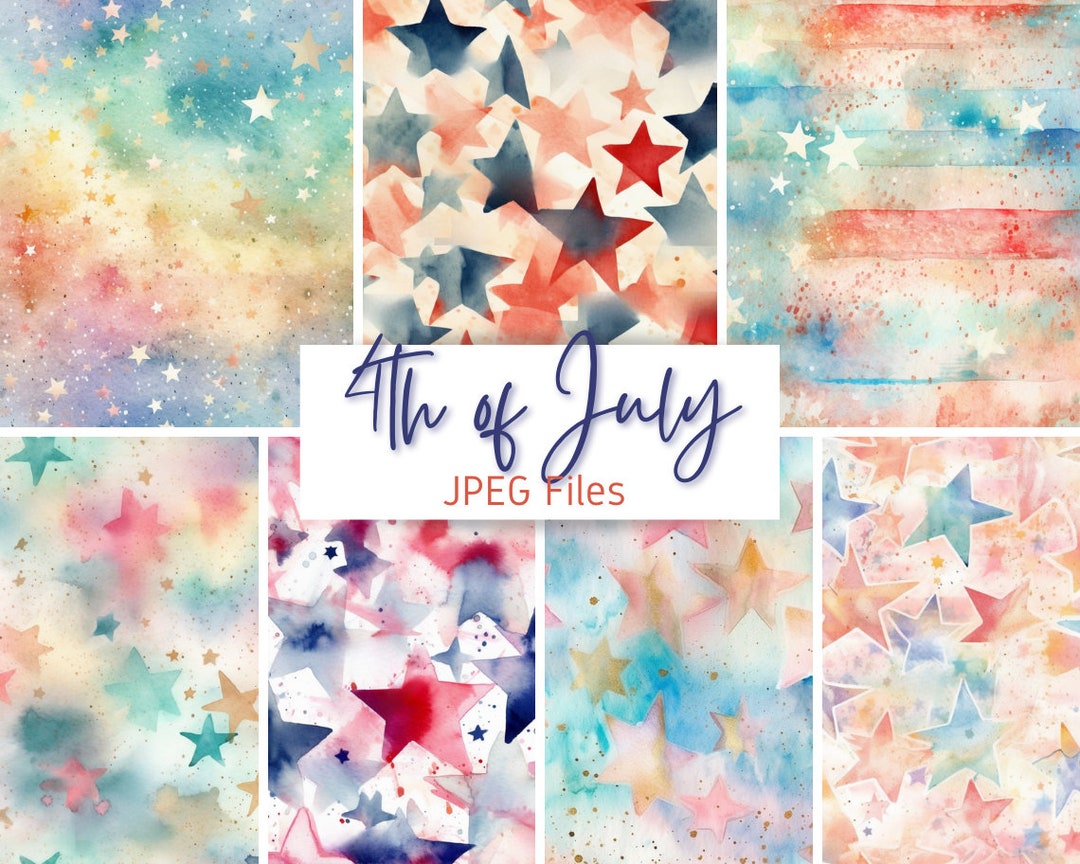4th of July Pattern Watercolor Seamless Pattern Digital Paper Holiday ...