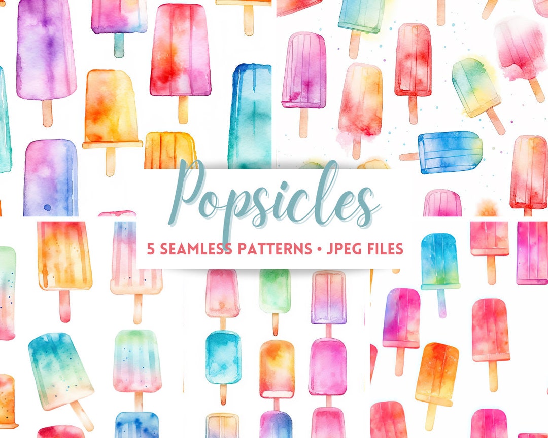 Popsicles Pattern Watercolor Seamless Pattern Digital Paper Candy ...