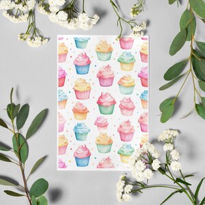 Cupcakes Pattern Watercolor Seamless Pattern Digital Paper Birthday ...