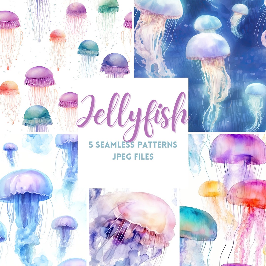 Jellyfish Pattern Watercolor Seamless Pattern Digital Paper Birthday ...