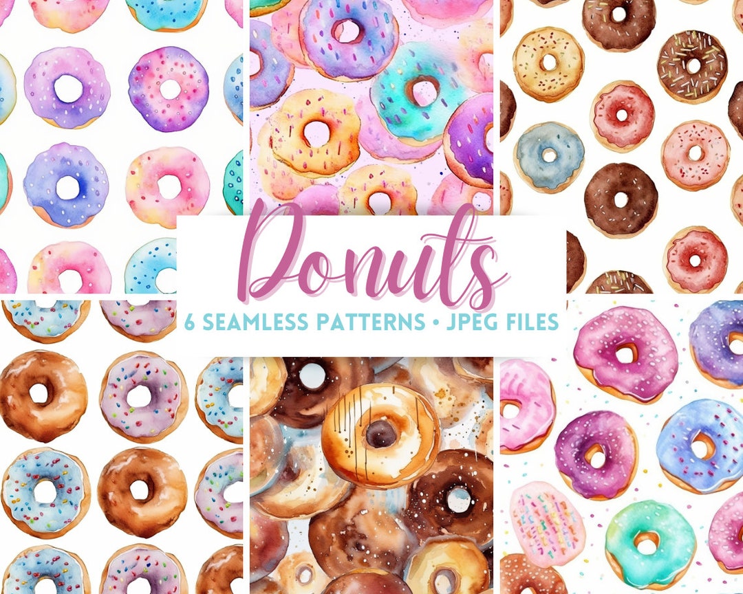 Donuts Pattern Watercolor Seamless Pattern Digital Paper Birthday ...